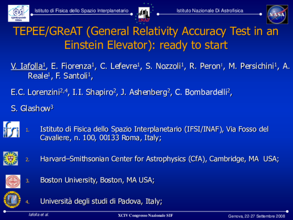 (PDF) TEPEE/GReAT (General Relativity Accuracy Test in an Einstein ...