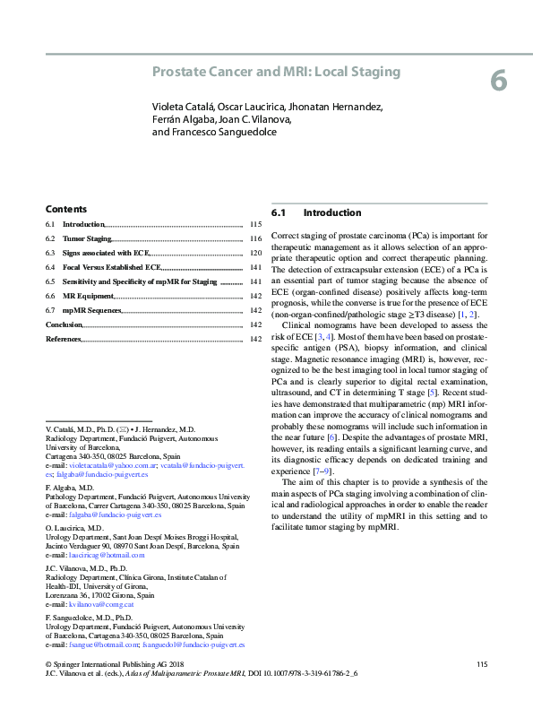 (PDF) Prostate Cancer and MRI: Local Staging