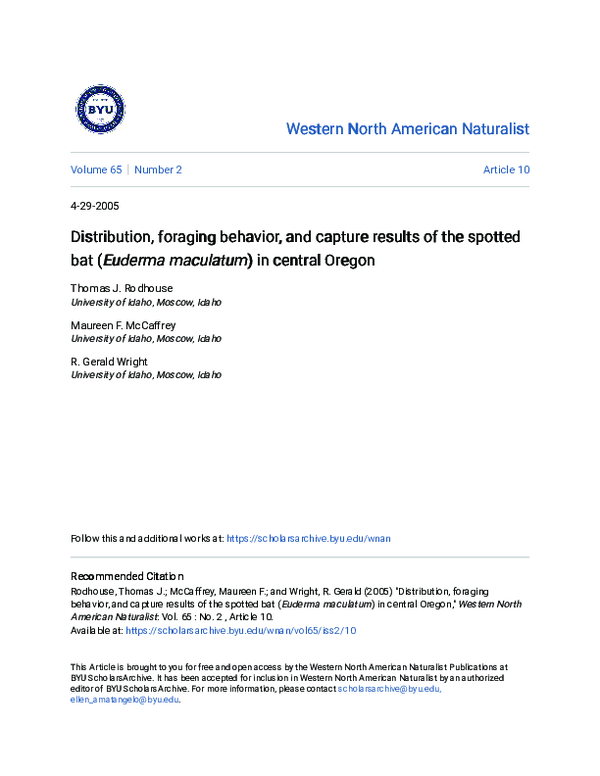 (PDF) Distribution, foraging behavior, and capture results of the ...