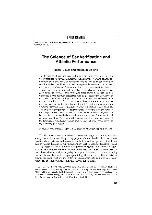 Pdf The Science Of Sex Verification And Athletic Performance