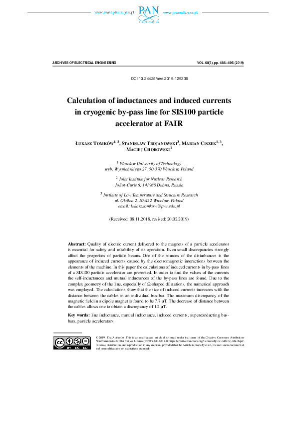 (PDF) Calculation of inductances and induced currents in cryogenic by-pass line for SIS100 ...