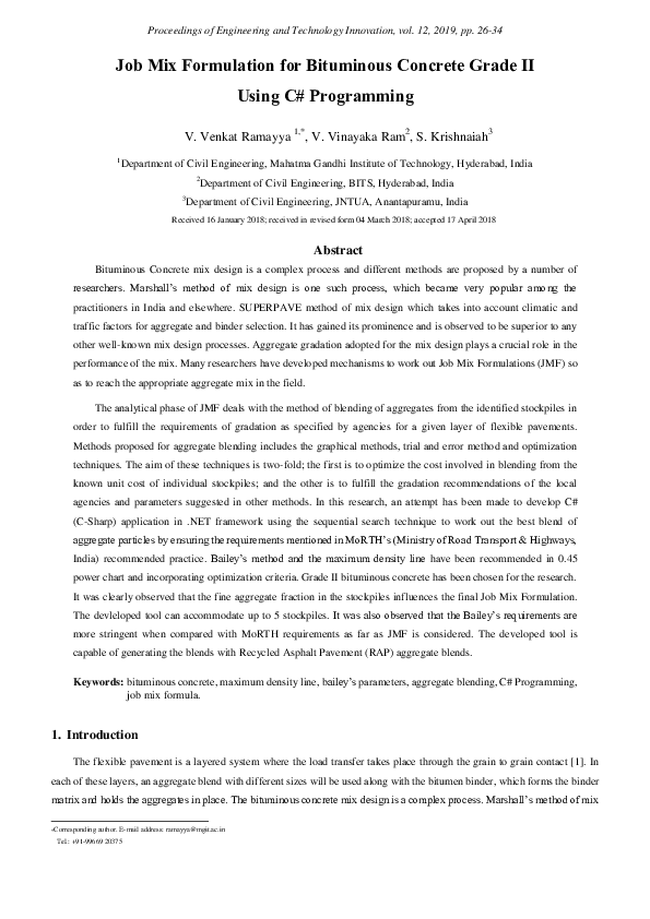 (PDF) Job Mix Formulation for Bituminous Concrete Grade II Using C# ...