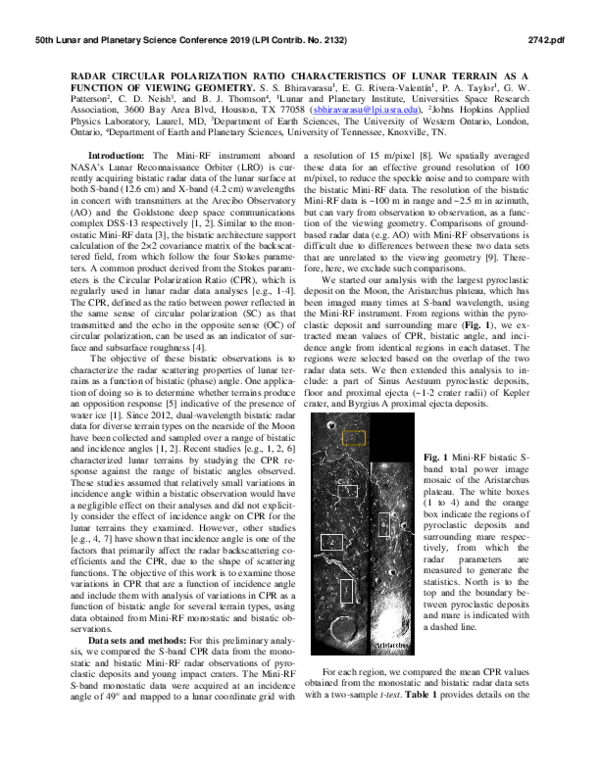 (PDF) Radar Circular Polarization Ratio Characteristics of Lunar ...