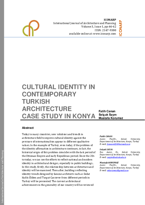 (PDF) Cultural Identity in Contemporary Turkish Architecture Case Study ...