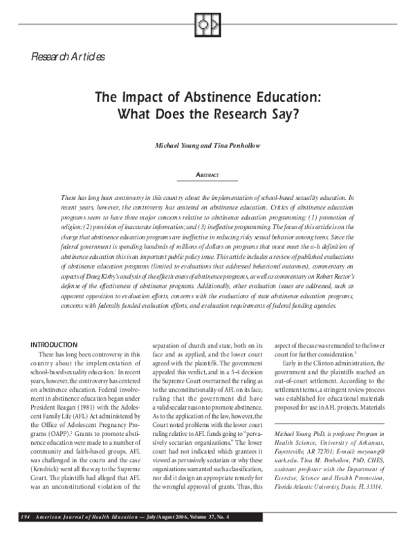 (PDF) The Impact of Abstinence Education