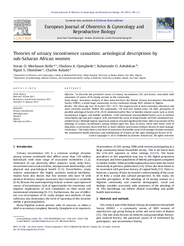 (PDF) Theories of urinary incontinence causation: aetiological ...
