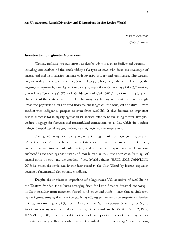 (PDF) An Unexpected Rural: Diversity and Disruptions in the Rodeo World