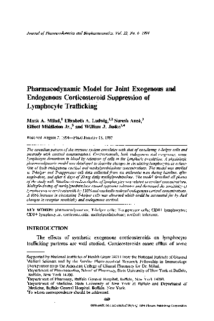 (PDF) Pharmacodynamic model for joint exogenous and endogenous ...