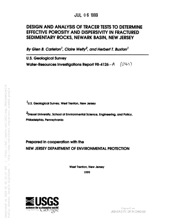 (PDF) Design and analysis of tracer tests to determine effective ...