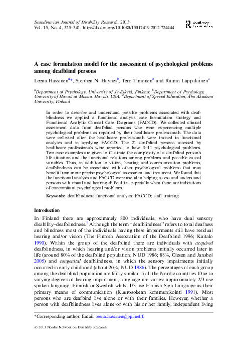 (PDF) A case formulation model for the assessment of psychological ...