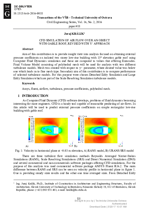 (PDF) CFD Simulation of Air Flow Over an Object with Gable Roof ...