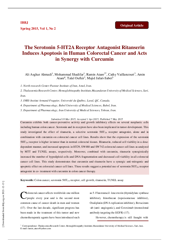 (PDF) The Serotonin 5-HT2A Receptor Antagonist Ritanserin Induces ...