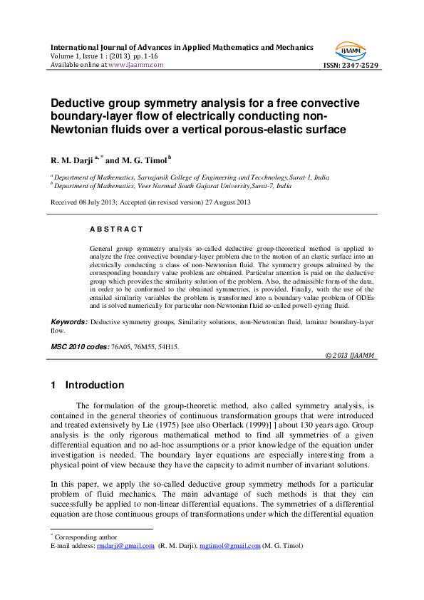 (PDF) Deductive group symmetry analysis for a free convective boundary-layer flow of ...