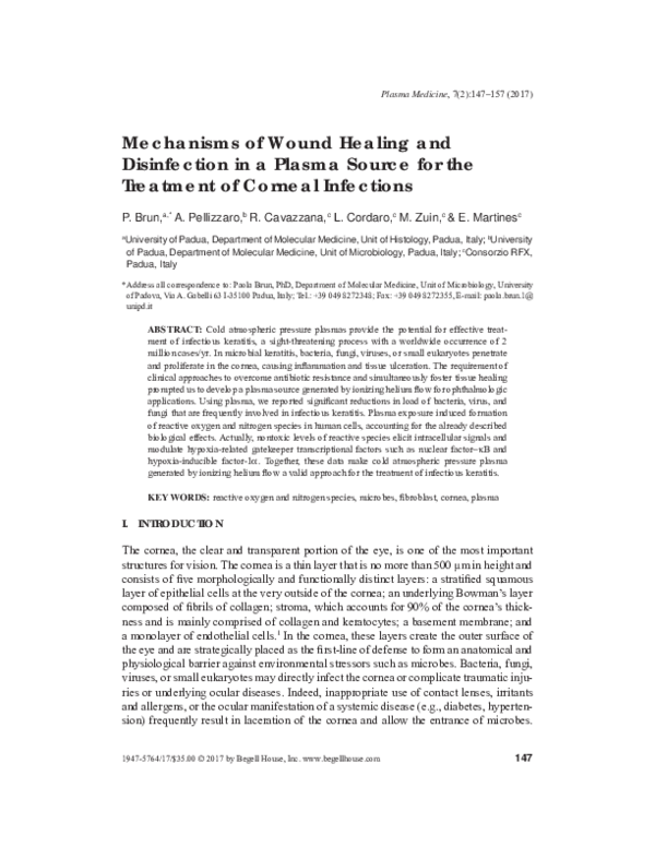 (PDF) Mechanisms of wound healing and disinfection in a plasma source ...