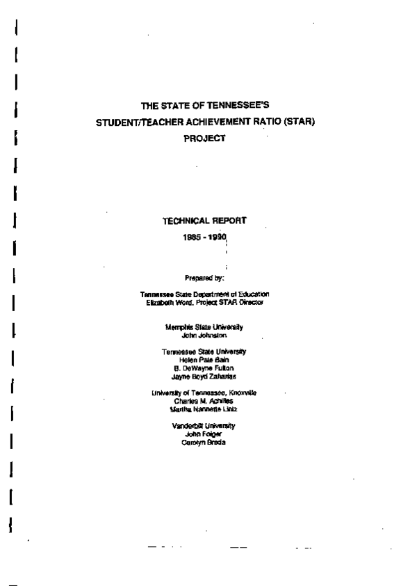 (PDF) The State of Tennessee's Student/Teacher Achievement Ratio (STAR)