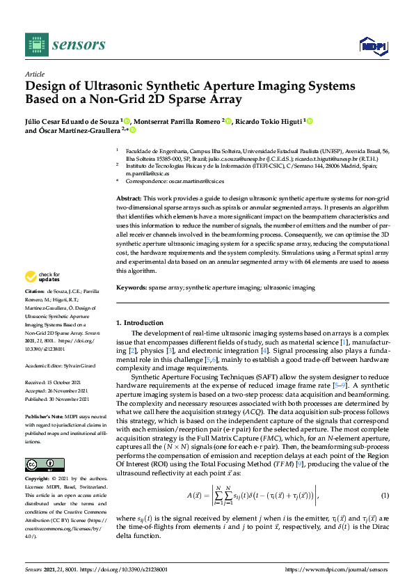 (PDF) Design of Ultrasonic Synthetic Aperture Imaging Systems Based on a Non-Grid 2D Sparse Array