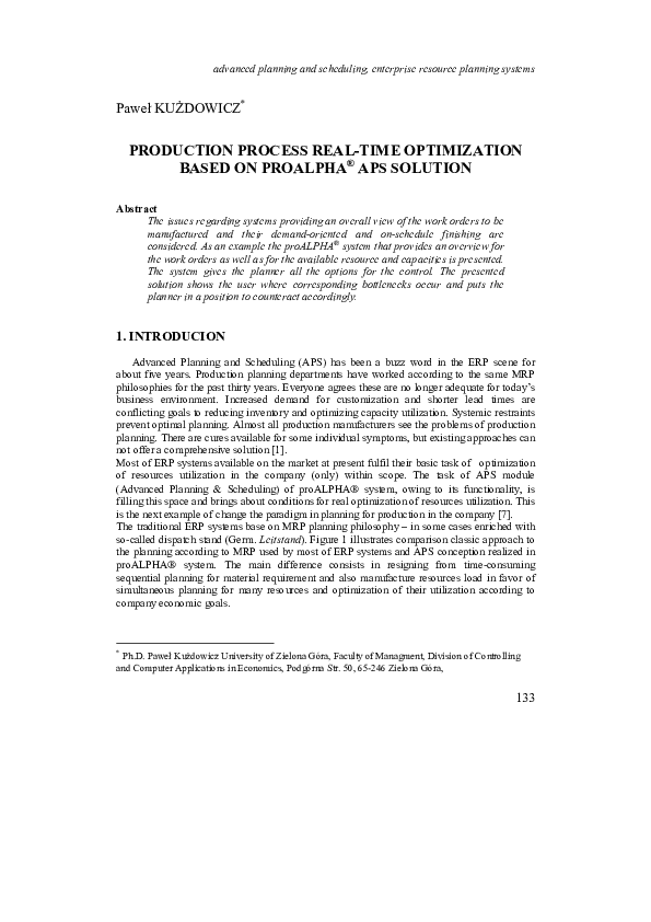 (PDF) Production process real-time optimization based on proALPHA® APS ...