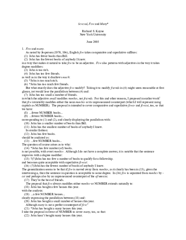 (PDF) Several, few and many
