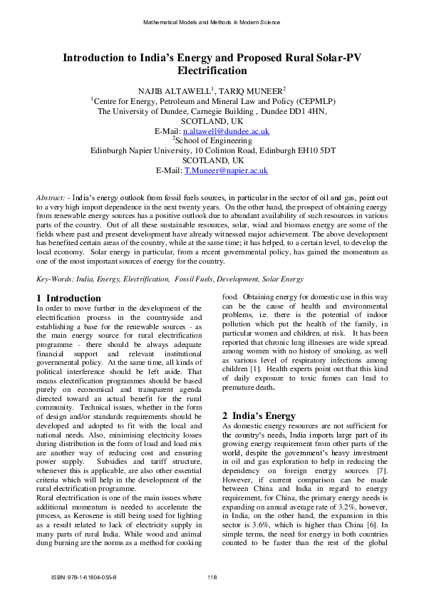 (PDF) Introduction to India's Energy and Proposed Rural Solar-PV ...