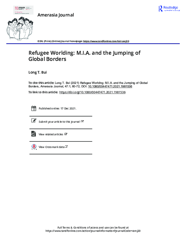 (PDF) Bui, Long T. "Refugee Worlding: M.I.A. and the Jumping of Global ...