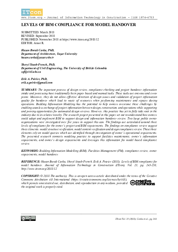 (PDF) Levels of BIM compliance for model handover