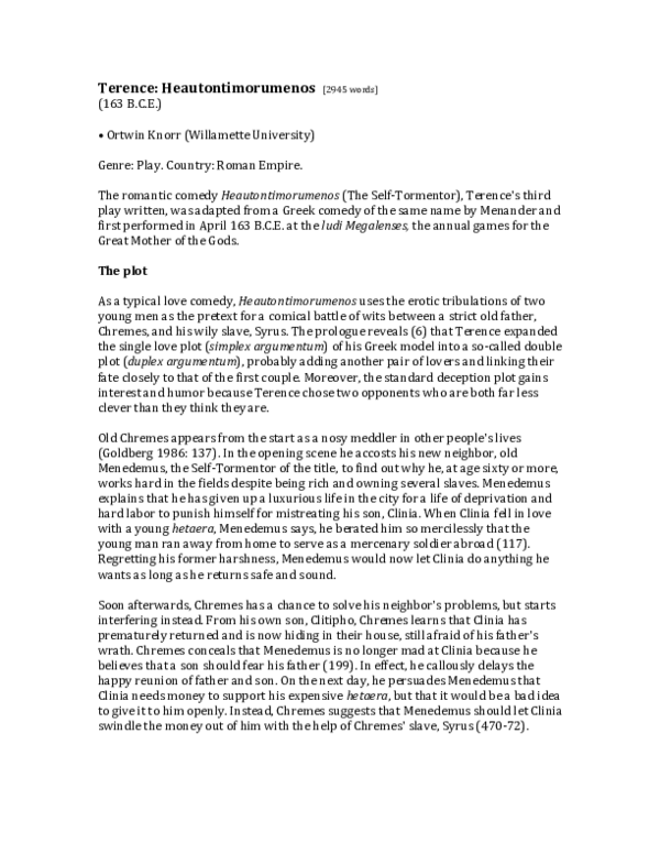 (PDF) Terence: Heautontimorumenos