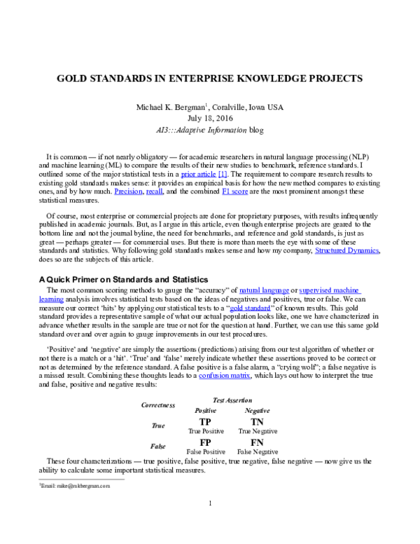 (PDF) Gold Standards in Enterprise Knowledge Projects