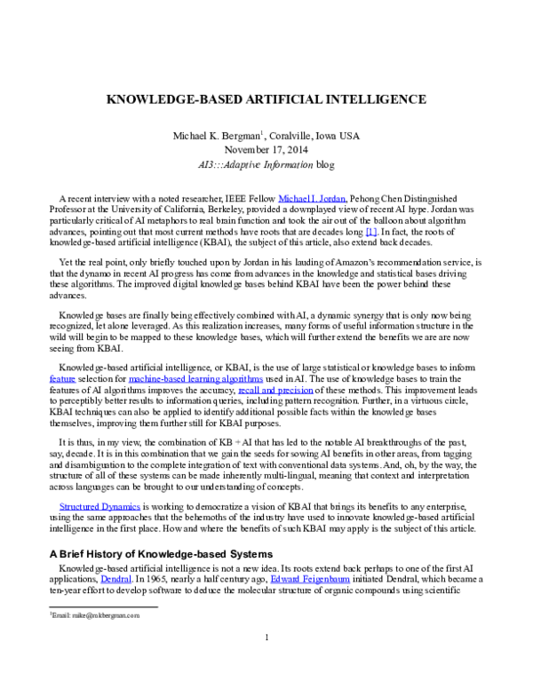 (PDF) Knowledge-based Artificial Intelligence