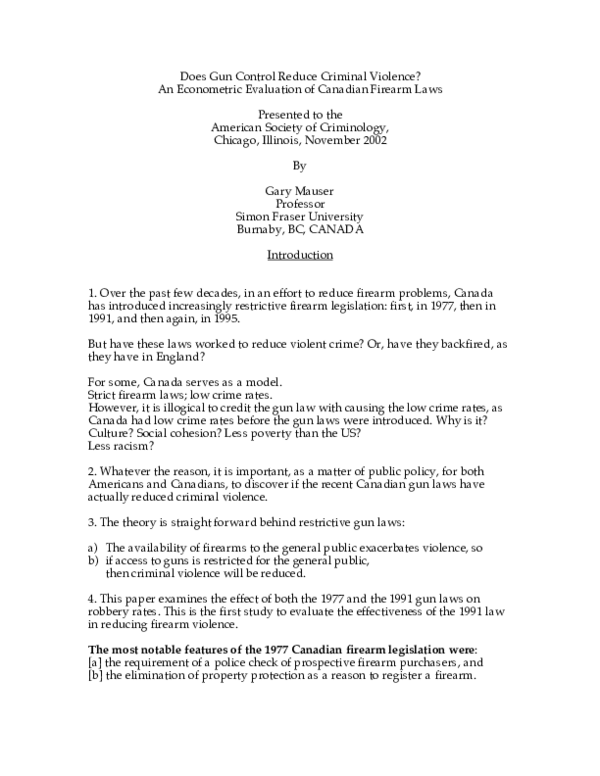 (PDF) Does Gun Control Reduce Criminal Violence? An Econometric ...