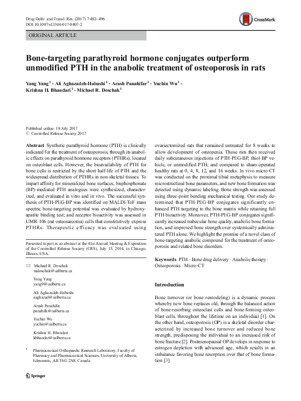 (PDF) Bone-targeting parathyroid hormone conjugates outperform ...