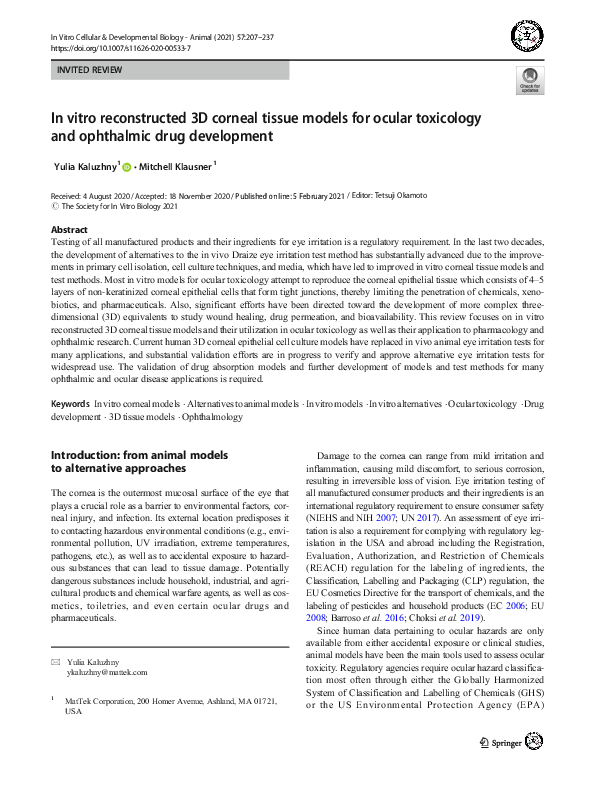 (PDF) In vitro reconstructed 3D corneal tissue models for ocular ...