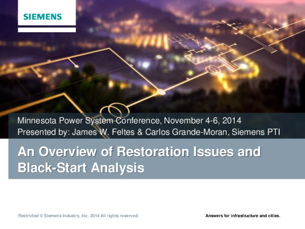 (PDF) An Overview of Restoration Issues and Blackstart Analysis