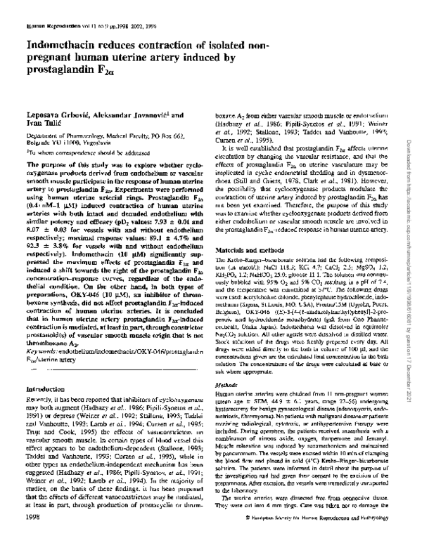 (PDF) Uterus and endometrium: Indomethacin reduces contraction of ...
