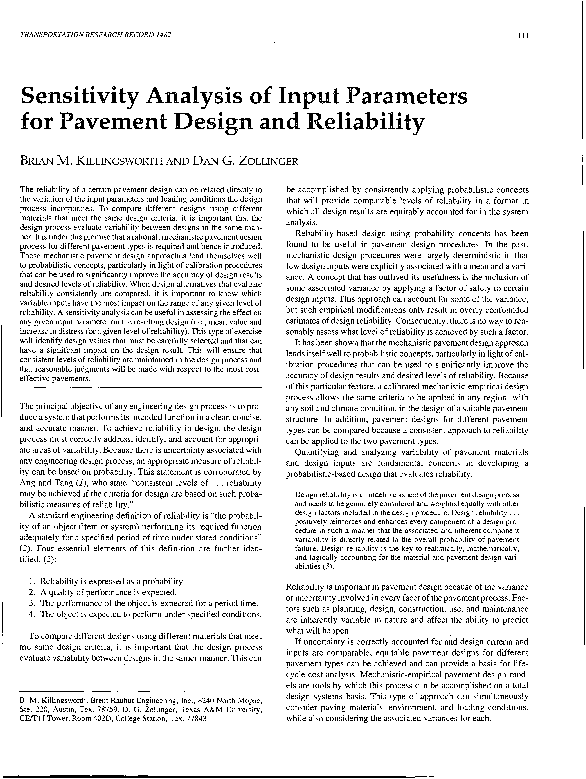 (PDF) Sensitivity analysis of input parameters for pavement design and reliability