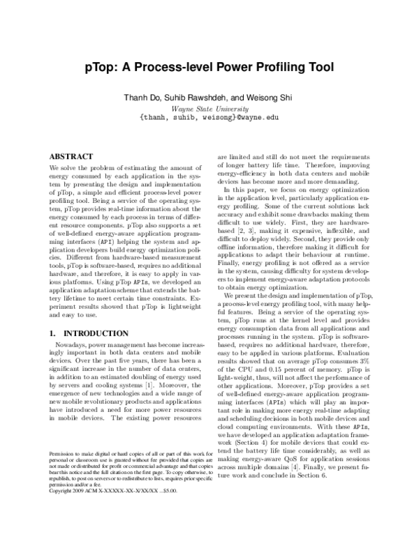 (PDF) ptop: A process-level power profiling tool