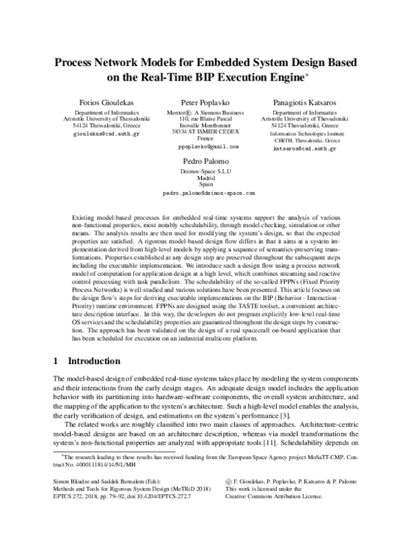 Pdf Process Network Models For Embedded System Design Based On The