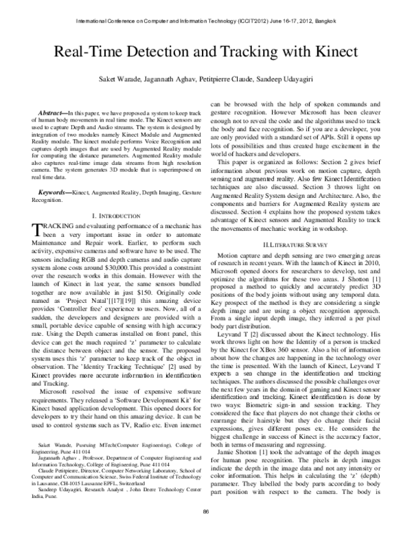 (PDF) Real-Time Detection and Tracking with Kinect