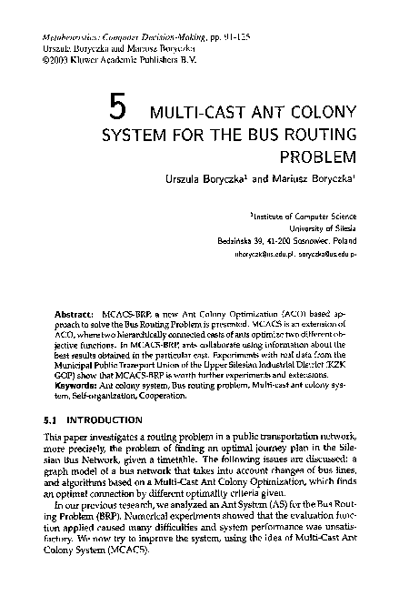(PDF) Multi-Cast Ant Colony System for Bus Routing Problem