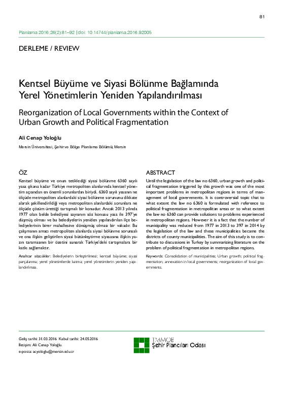 (PDF) Reorganization of Local Governments within the Context of Urban ...