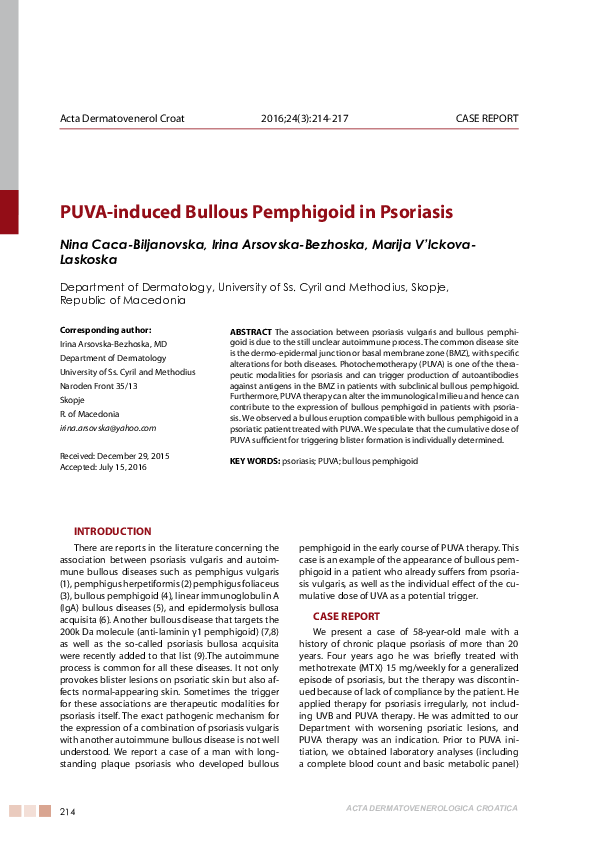 (PDF) PUVA-induced Bullous Pemphigoid in Psoriasis