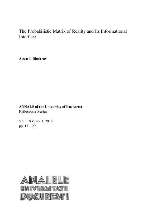 (PDF) The Probabilistic Matrix of Reality and Its Informational Interface