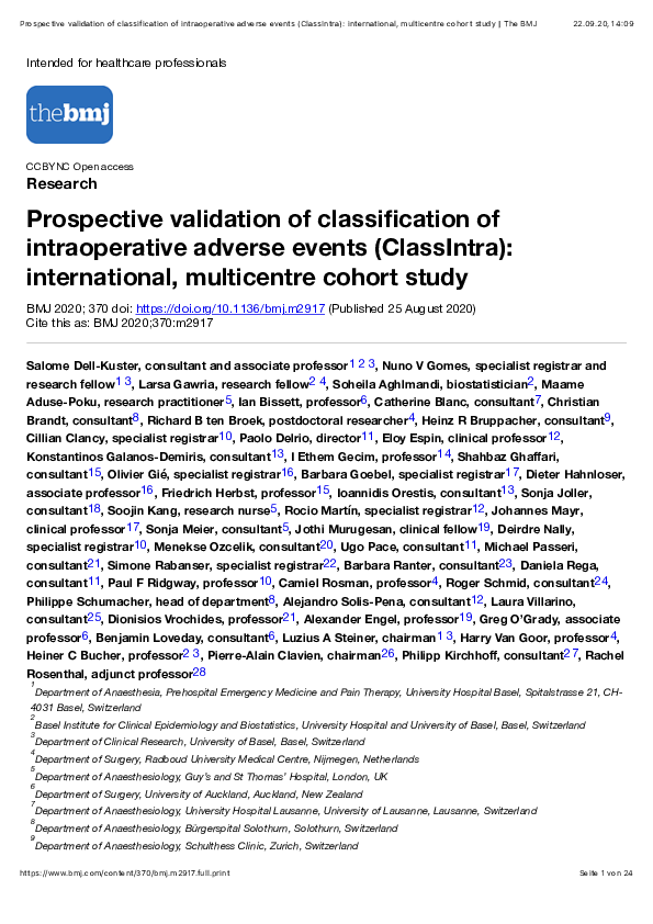 (PDF) Prospective validation of classification of intraoperative ...