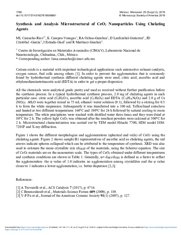 (PDF) Synthesis and Analysis Microstructural of CeO2 Nanoparticles ...
