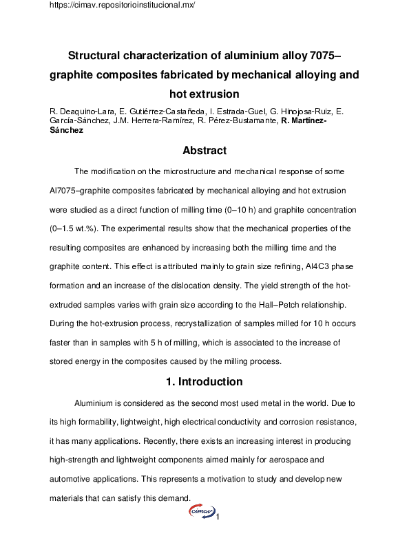 (PDF) Structural characterization of aluminium alloy 7075-graphite ...
