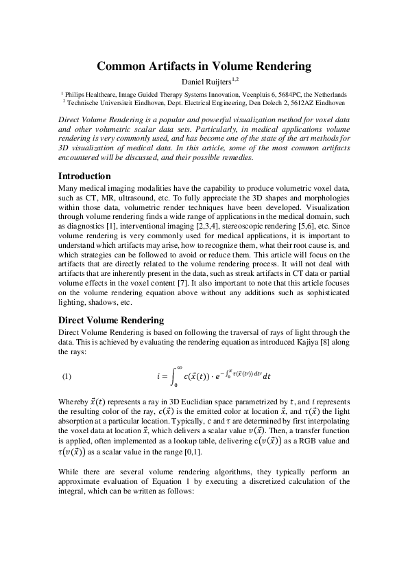 (PDF) Common Artifacts in Volume Rendering