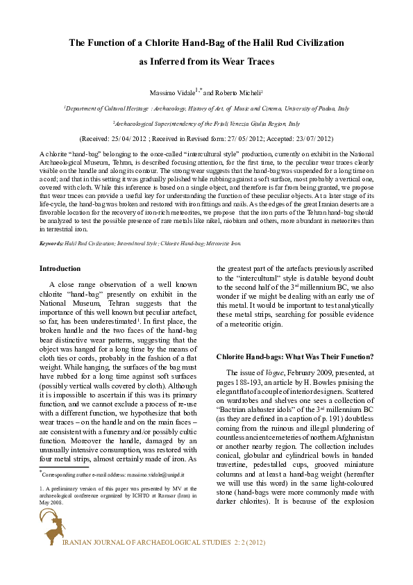 (PDF) The Function of a Chlorite Hand-Bag of the Halil Rud Civilization ...