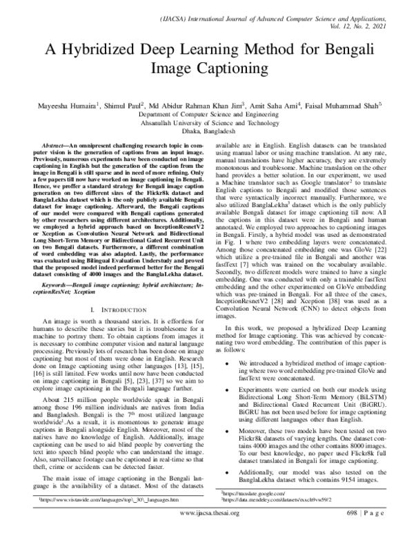 (PDF) A Hybridized Deep Learning Method for Bengali Image Captioning