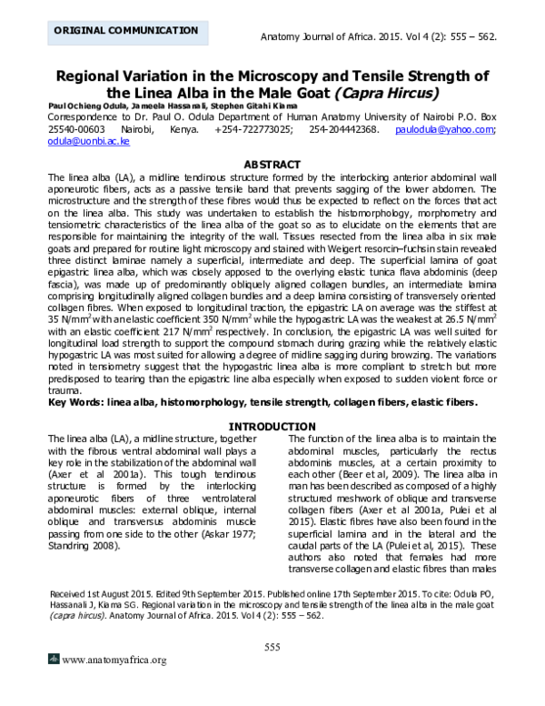 (PDF) Regional Variation in the Microscopy and Tensile Strength of the ...
