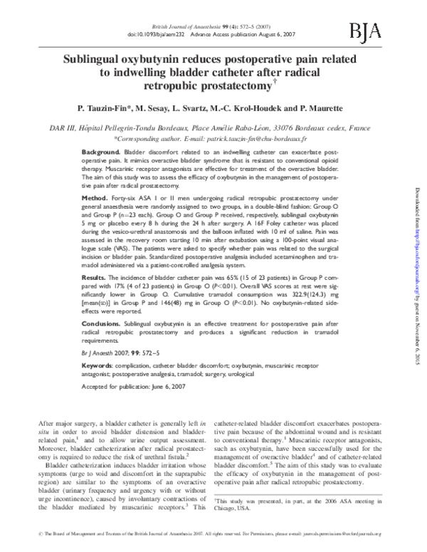 (PDF) Sublingual oxybutynin reduces postoperative pain related to ...