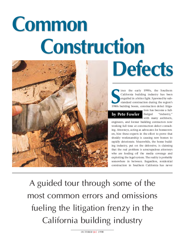 (PDF) Common Construction Defects by Pete Fowler A guided tour through ...